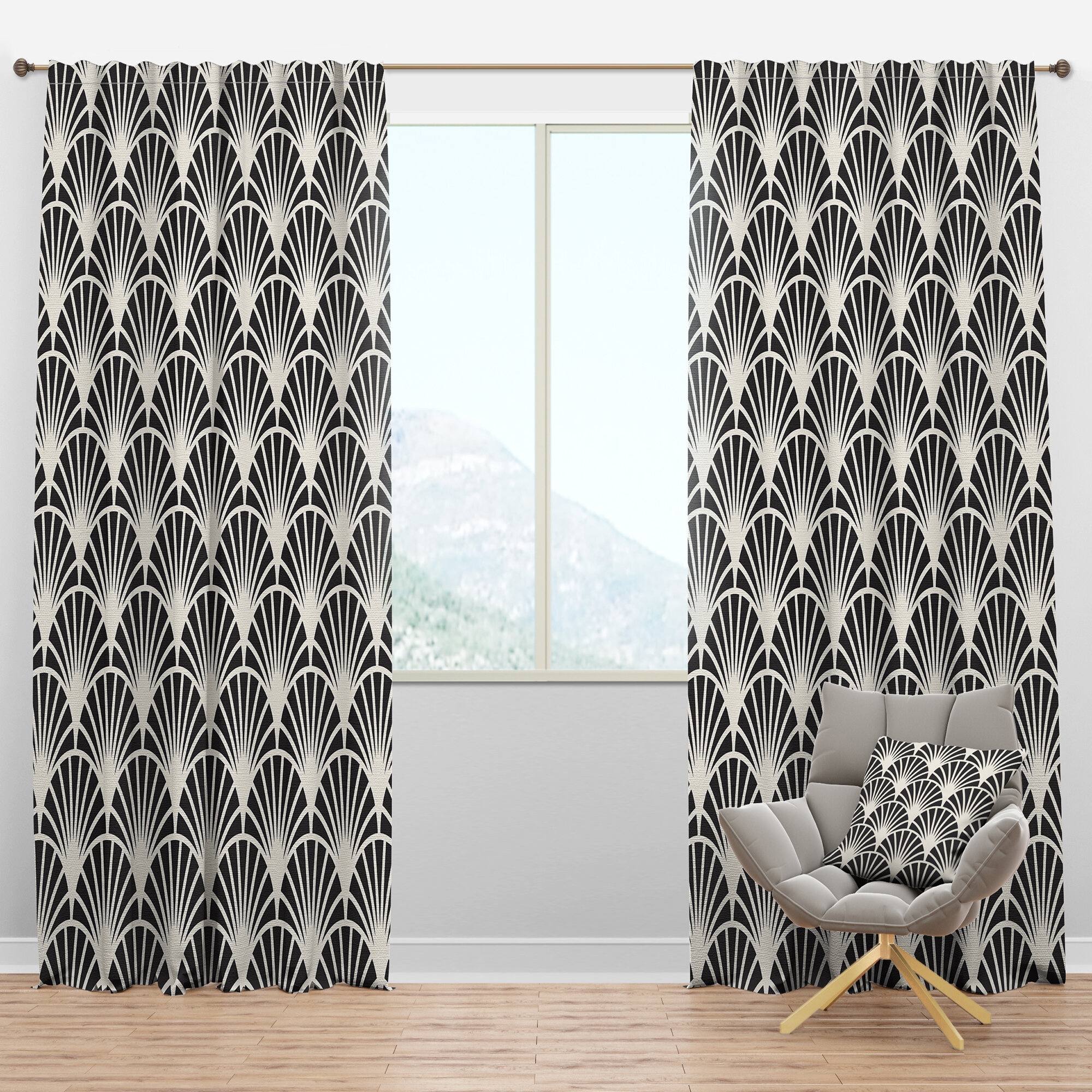 Mid Century Modern Blackout Curtains 63 Inches Long For Bedroom Living