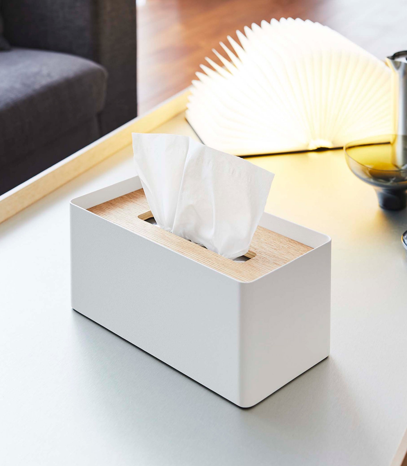 White rectangular tissue box cover store